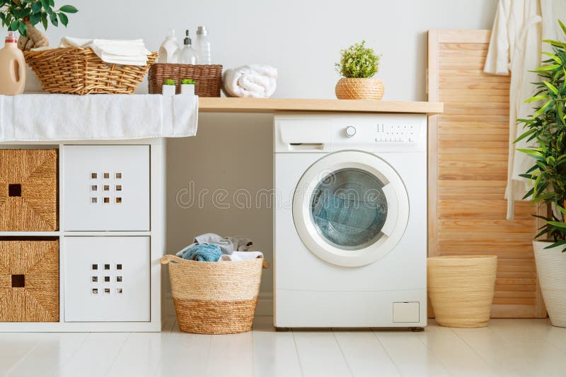 Interior of a Real Laundry Room Stock Image - Image of decor, home ...
