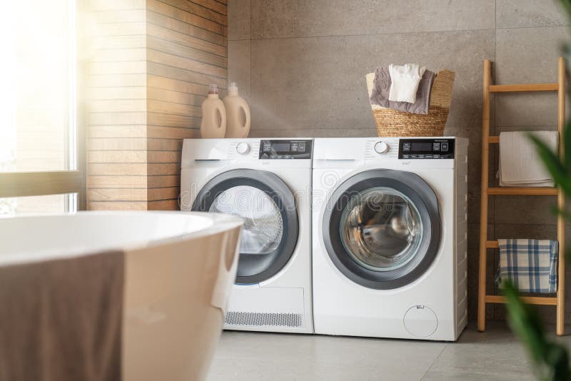Interior of a Real Laundry Room Stock Image - Image of clothing, house ...