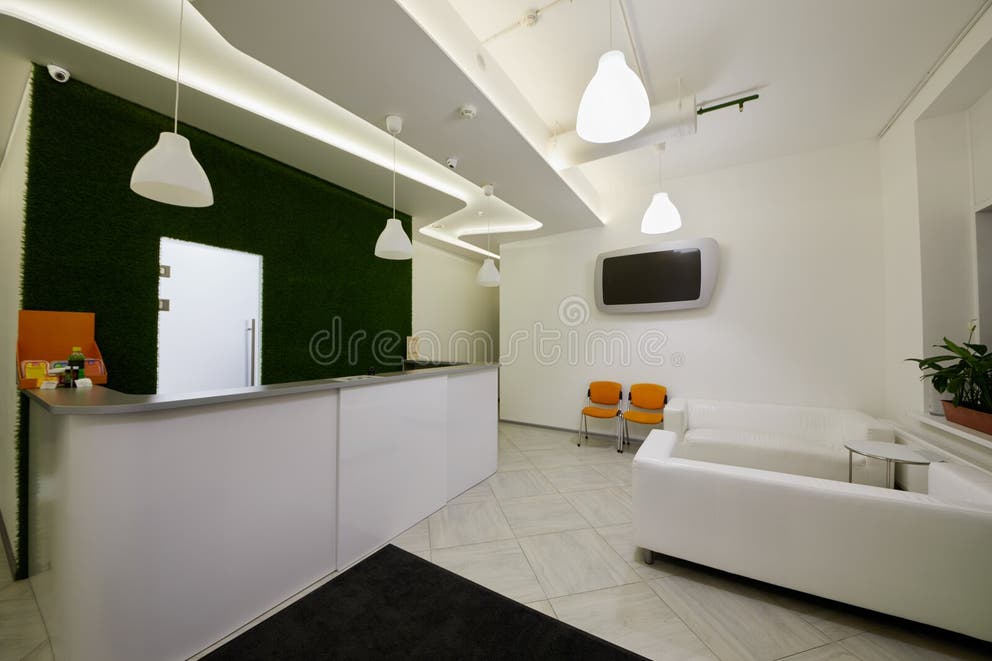 Interior of Reception Hall with Front Desk and Stock Image - Image of ...