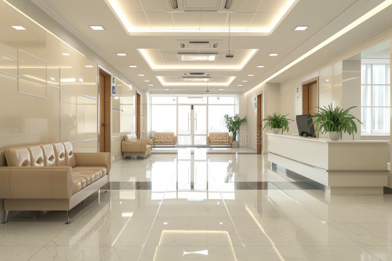 The Interior of the Reception of a Modern Office or Hotel, an Empty ...