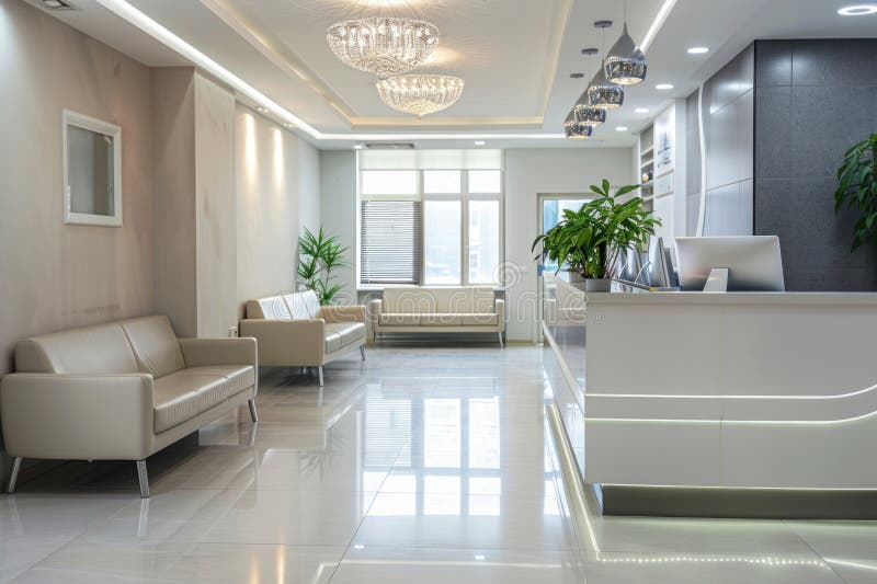 The Interior of the Reception of a Modern Office or Hotel, an Empty ...