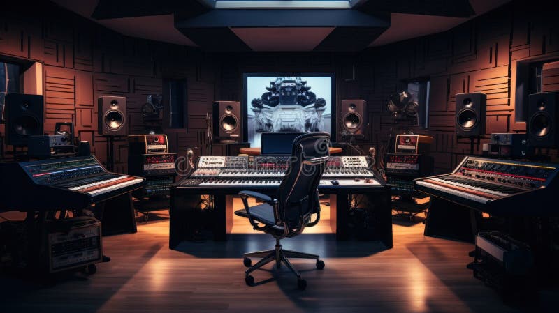 Interior of Recording Studio Control Room Stock Illustration ...