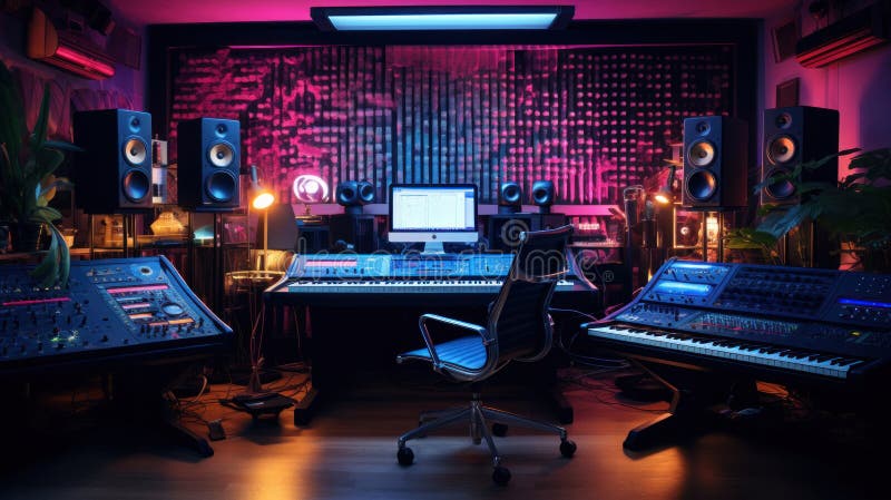Interior of Recording Studio Control Room Stock Illustration ...