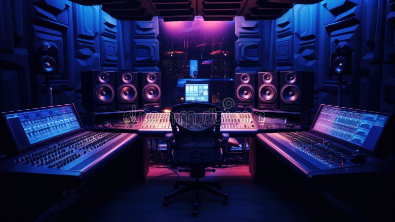 Interior of Recording Studio Control Room Stock Illustration ...