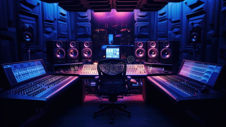 Interior of Recording Studio Control Room Stock Illustration ...