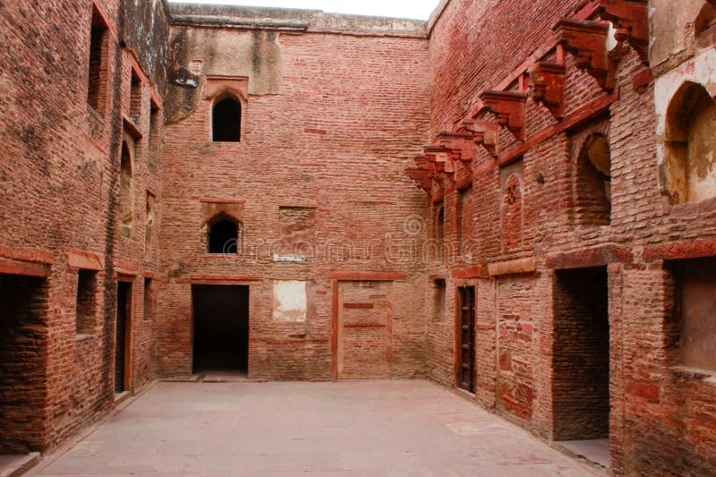 Interior of the Red Fort in Agra, India Stock Photo - Image of stone ...
