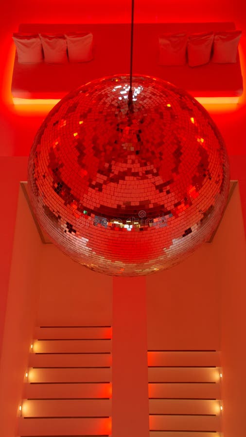 Interior with Red Light of a Beautiful Modern Hall. Vertical Frame ...