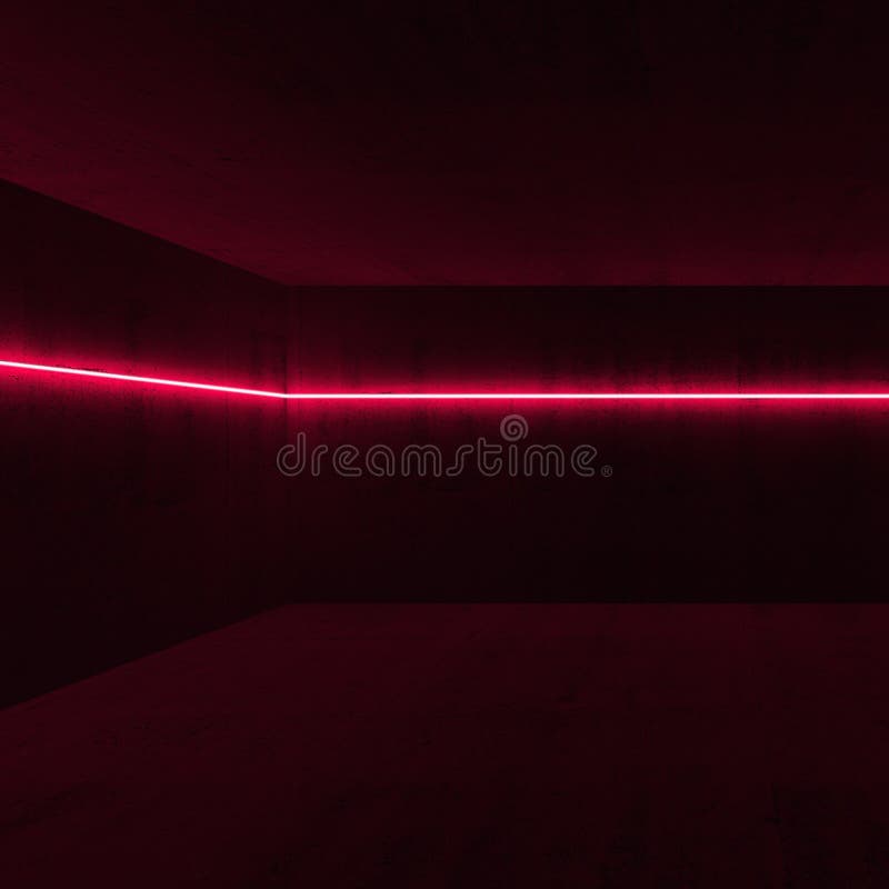 Interior with Red Neon Light Line, 3d Stock Illustration - Illustration ...