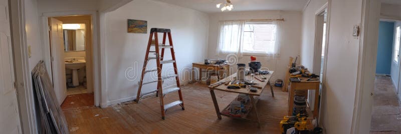 Interior Renovation Project in a Residential Space with Tools and ...