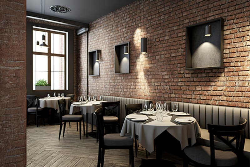 Interior of Restaurant, Generative Ai Stock Illustration - Illustration ...