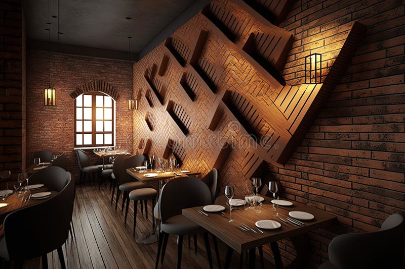 Interior of Restaurant, Generative Ai Stock Illustration - Illustration ...