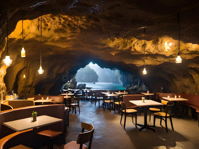 Interior of a Restaurant in the Cave Stock Illustration - Illustration ...