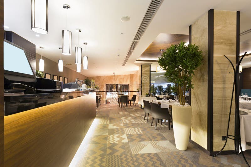 Interior Of A Restaurant - Counter Area Stock Image - Image of hotel ...