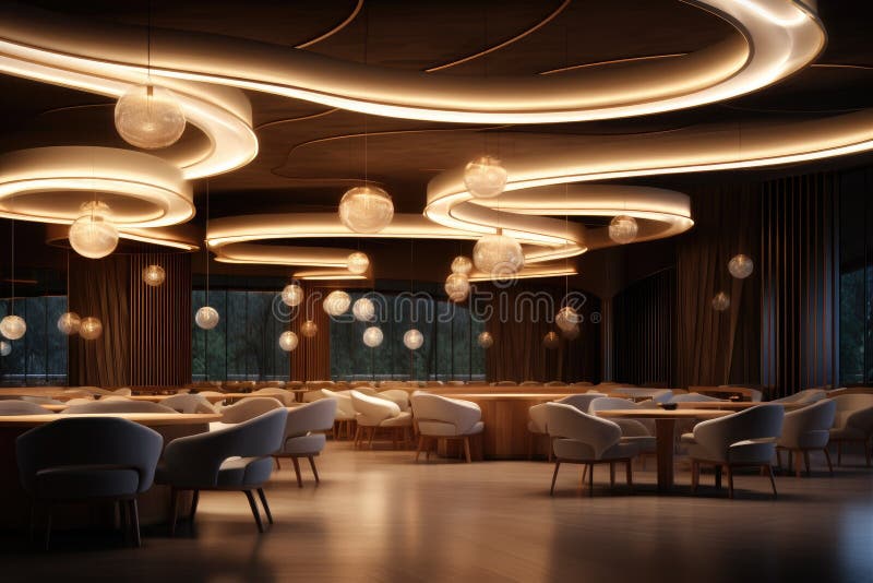 Interior of a Restaurant, Curved Walls Stock Illustration ...