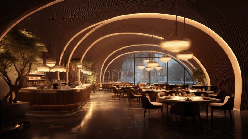 Interior of a Restaurant, Curved Walls Stock Illustration ...