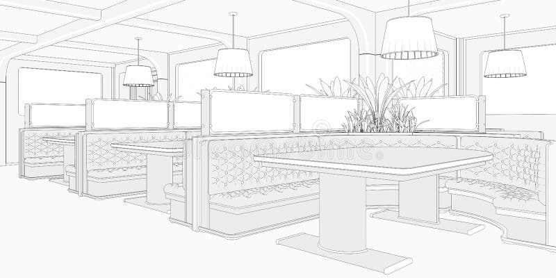 Interior of the restaurant stock illustration. Illustration of surface ...