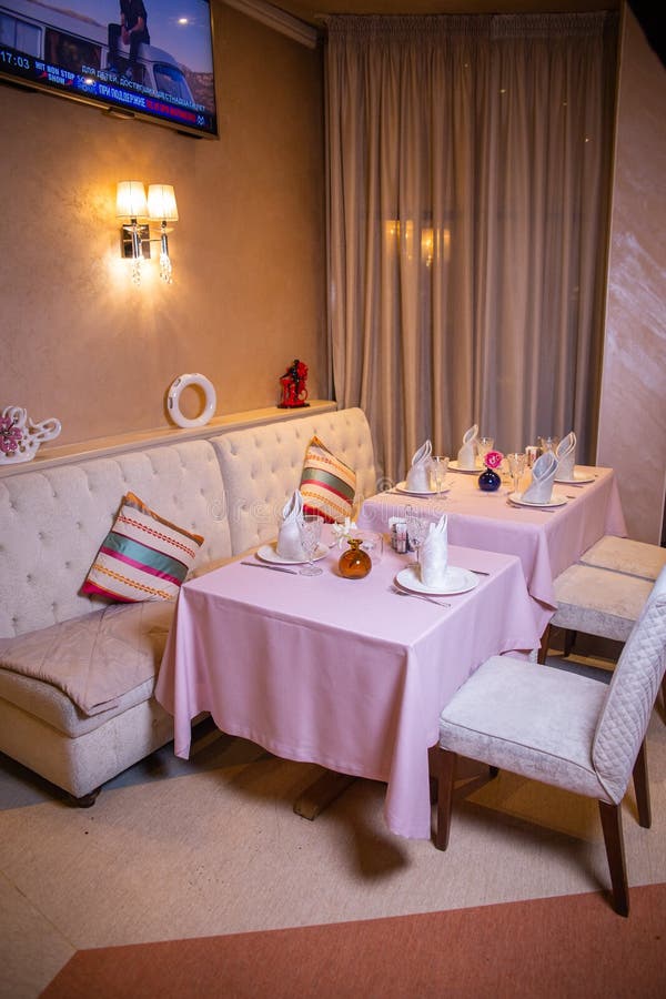 The Interior of the Restaurant in the Evening. Editorial Stock Photo ...