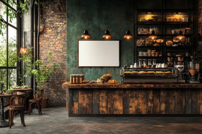 The Interior of the Restaurant Features a Modern Cafe Counter ...