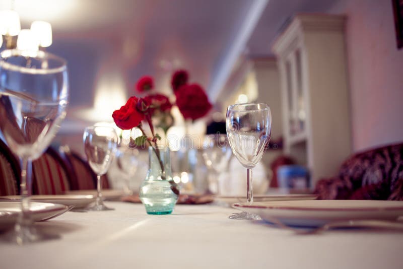 Interior of the Restaurant, Large Table Laid for Stock Photo - Image of ...