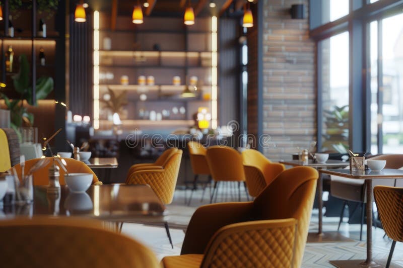 Interior of a Restaurant with Multiple Chairs and Tables. Suitable for ...