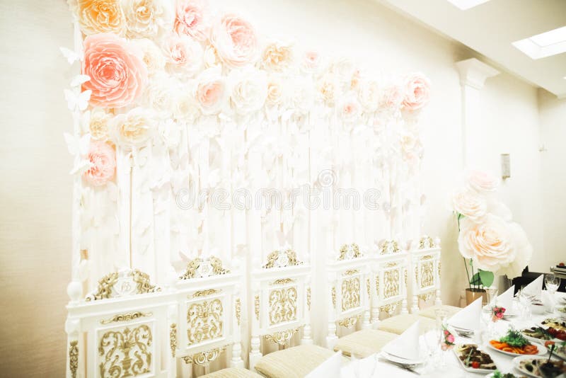 Interior of a Restaurant Prepared for Wedding Ceremony Stock Photo ...