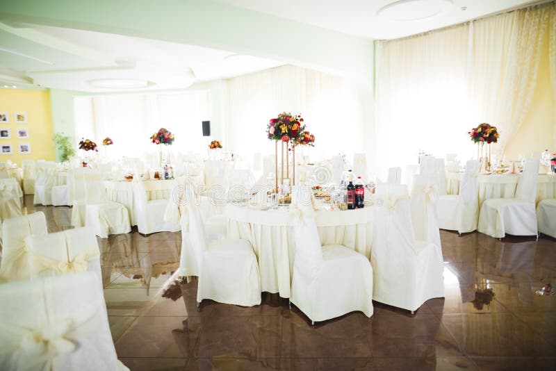 Interior of a Restaurant Prepared for Wedding Ceremony Stock Image ...