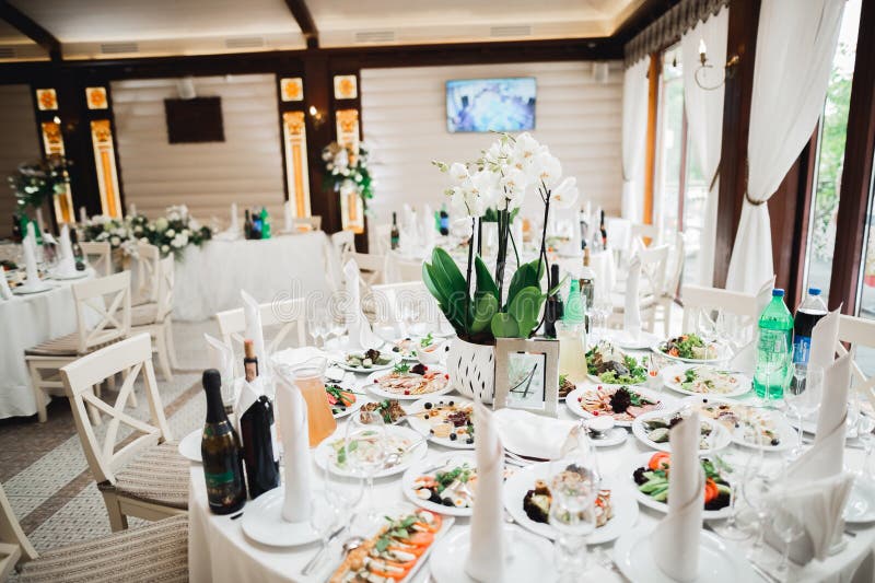 Interior of a Restaurant Prepared for Wedding Ceremony Stock Photo ...