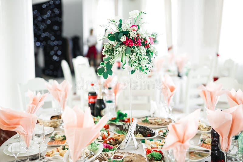 Interior of a Restaurant Prepared for Wedding Ceremony Stock Photo ...