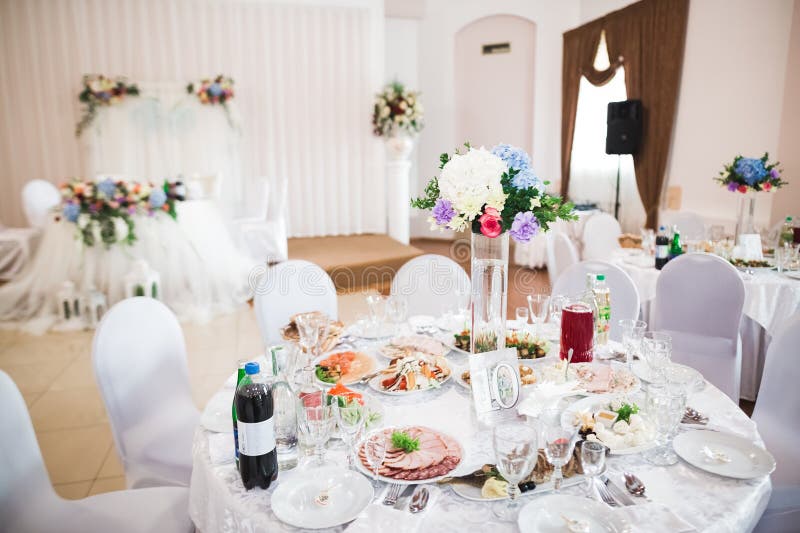 Interior of a Restaurant Prepared for Wedding Ceremony Stock Photo ...