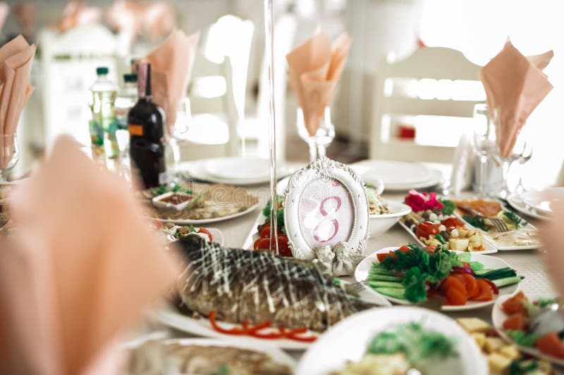 Interior of a Restaurant Prepared for Wedding Ceremony Stock Image ...