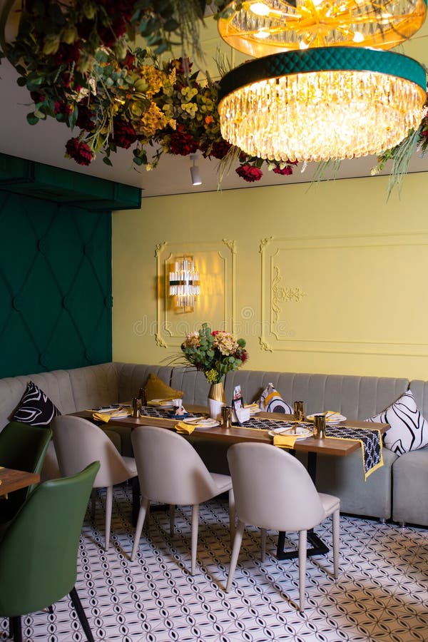 The Interior of the Restaurant Room in the Evening Stock Image - Image ...