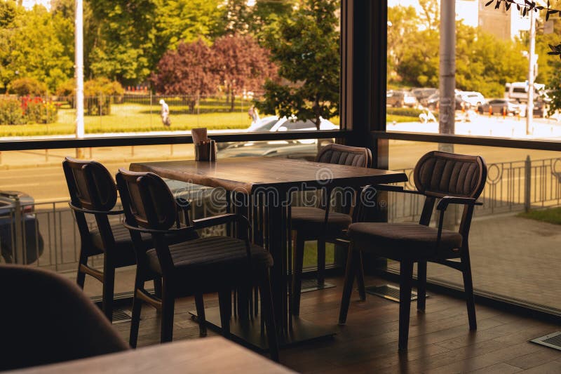Interior of the Restaurant. Tables Next To the Window Stock Image ...