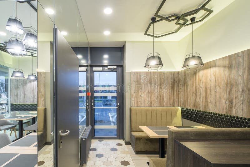 Interior of Restaurant. Wooden Design. Modern Style. Stock Image ...