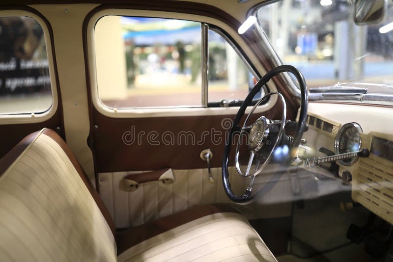 Interior of retro car editorial stock image. Image of automobile ...