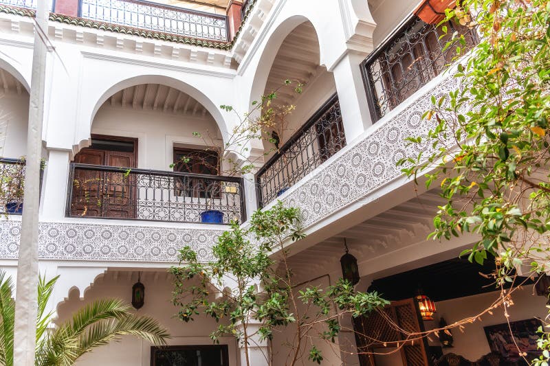 Interior of a Riad, Marrakech, Morocco Stock Image - Image of furniture ...