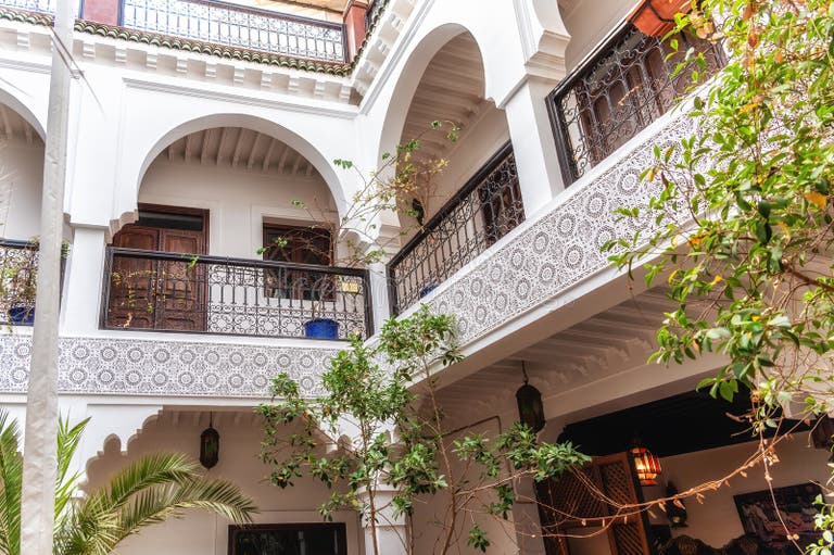 Interior of a Riad, Marrakech, Morocco Stock Image - Image of furniture ...