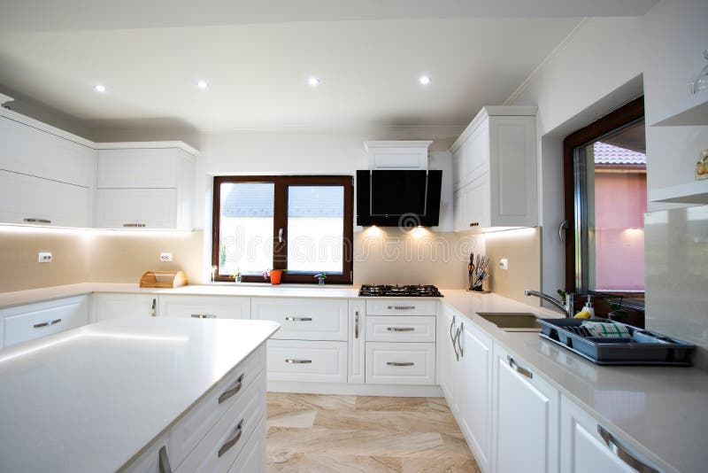 Interior of a Rich House Kitchen Stock Photo - Image of architecture ...