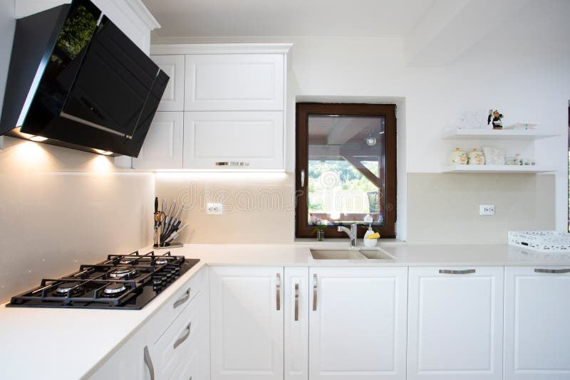 Interior of a Rich House Kitchen Stock Image - Image of estate, table ...