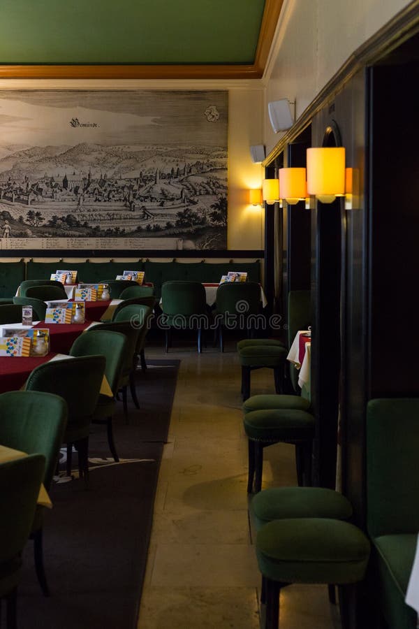 Interior of romantic cafe editorial stock photo. Image of brussels ...