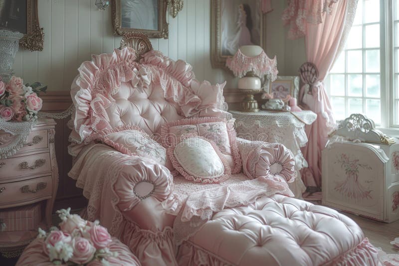 The Interior is in a Romantic Style, Coquetry Aesthetics, a Combination ...