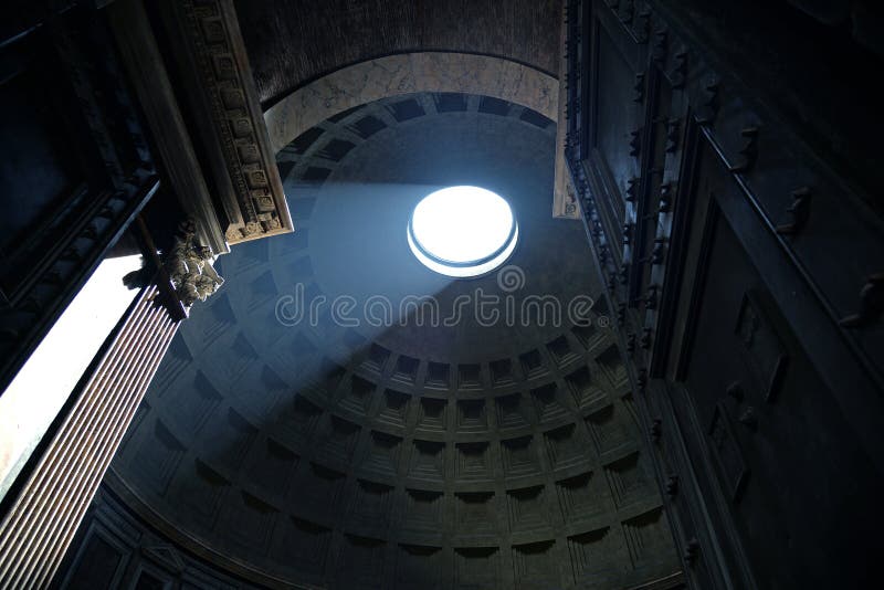 Interior of Rome Pantheon with the Famous Ray of Light from the Top ...