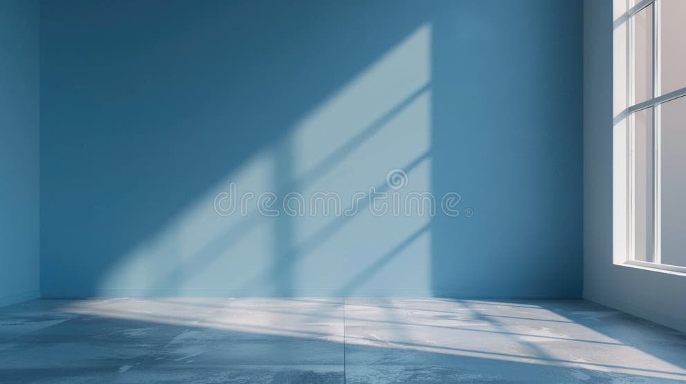 Interior of a Room with a Blue Wall and a Window. Suitable for Home ...