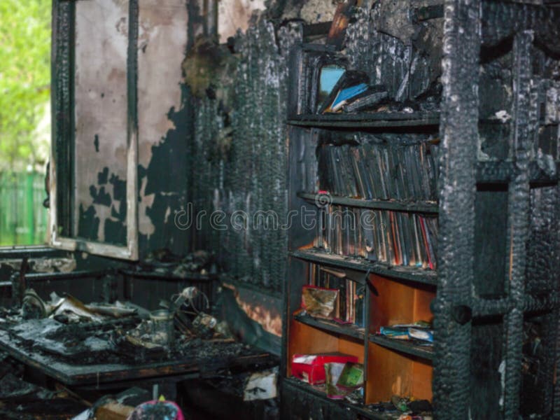 Room after fire stock image. Image of fire, room, damage - 211636537