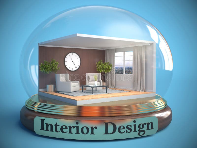 Interior of the Room in Glass Ball. 3D Illustration Stock Illustration ...