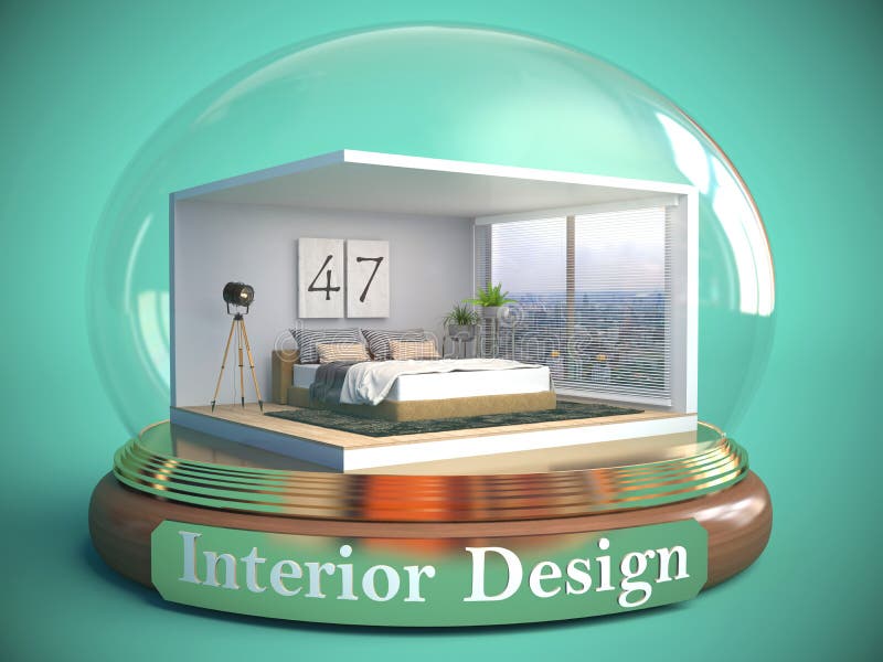 Interior of the Room in Glass Ball. 3D Illustration Stock Illustration ...