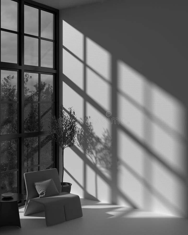 Interior Room with Light and Shadow Patterns Stock Photo - Image of ...