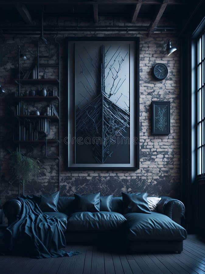 The Interior of the Room in Loft Style. a Wall in a Dark Loft Style ...