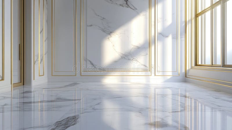 Interior Room with Marble Floor and Window Stock Image - Image of ...