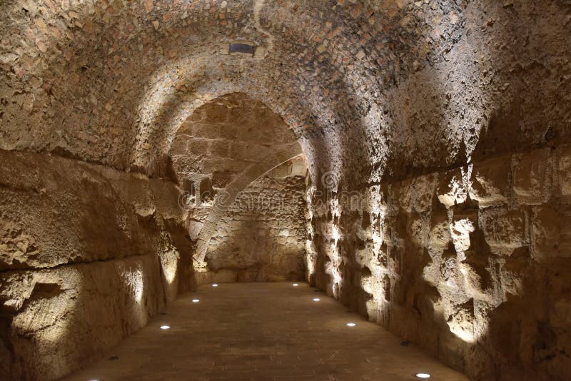 Gothic Vaulted Ceiling in Interior Room in Ajloun Castle, Jordan Stock ...