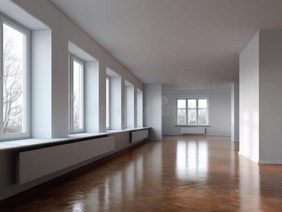 Interior of Room with a Modern, Minimalist Design Featuring Large ...